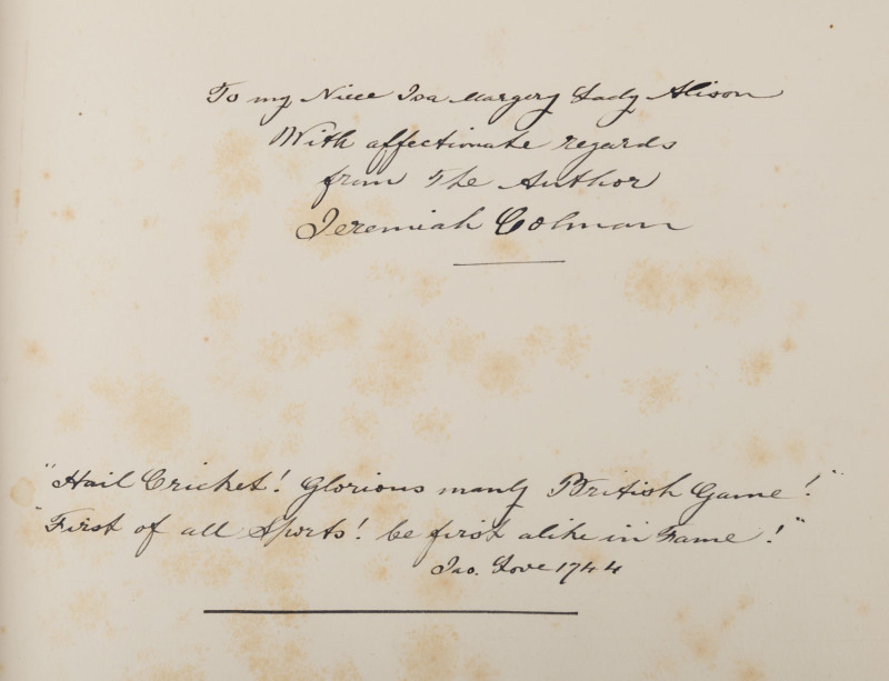 LITERATURE: The Noble Game of Cricket: Illustrated and Described from ...