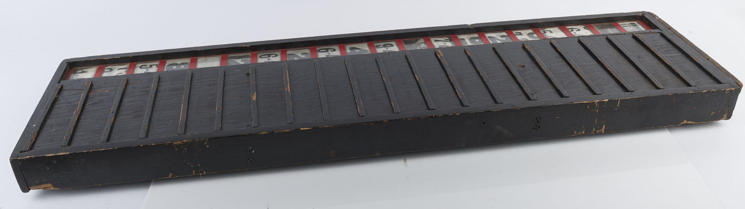 A vintage trackside bookies board in original timber carry case, early ...