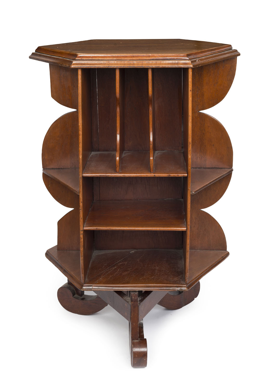 An antique Australian revolving hexagonal bookstand, solid cedar ...