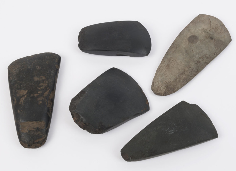 Five assorted stone adze blades, Papua New Guinea, early 20th century ...