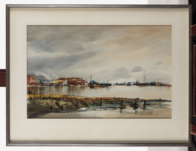 ROBERT THOMAS MILLER (b.1916), Dockside, watercolour, signed and dated ...
