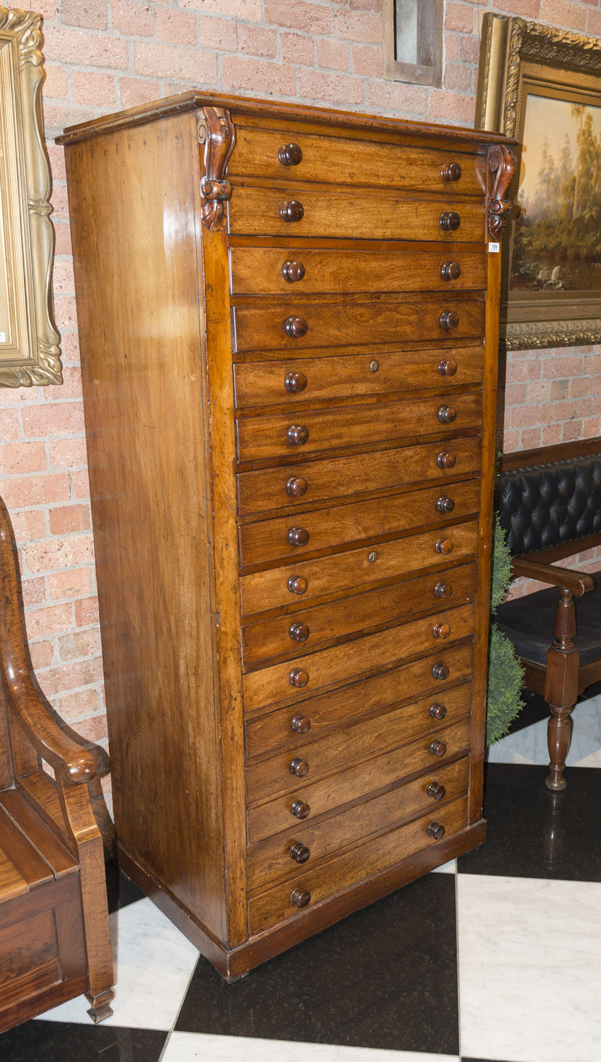 An impressive Colonial solicitors chest comprising of ten single ...
