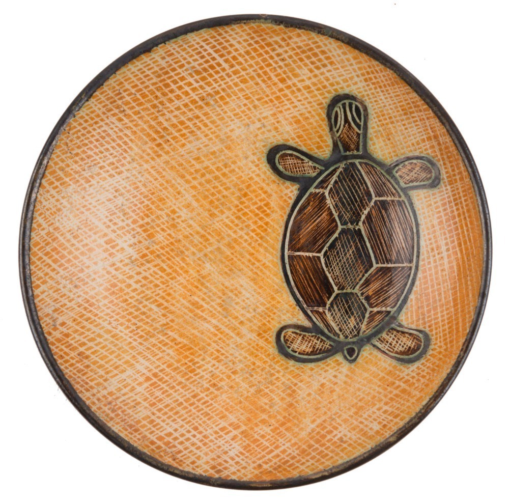 CARL COOPER Australian pottery dish with turtle decoration, incised ...