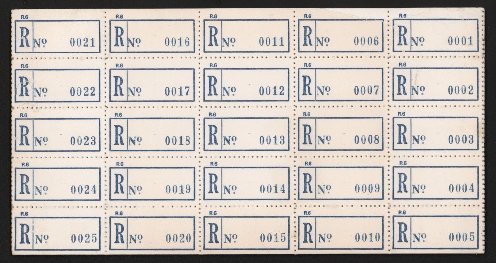 AUSTRALIA: Postal Stationery: REGISTRATION LABELS: Pad of ‘R6’ types in ...