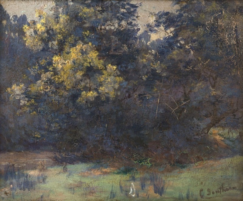 CLARA SOUTHERN (1861-1940), (wattle blossoms, Yarra River, Warrandyte ...