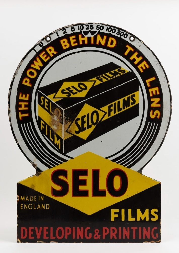 SELO FILMS DEVELOPING & PRINTING vintage double sided tin and enamel ...