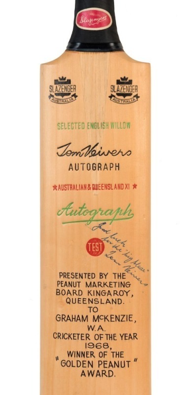 GRAHAM MCKENZIE COLLECTION - 1968 CRICKETER OF THE YEAR: Slazenger Tom ...