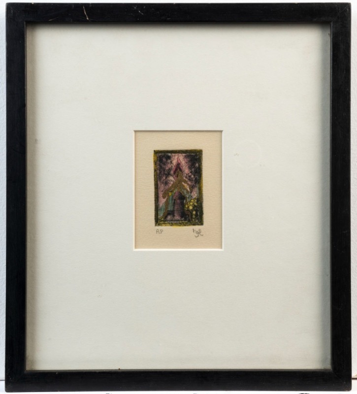NEIL RICHARDS hand-coloured dry point etching, JOHN MILLER portrait ...