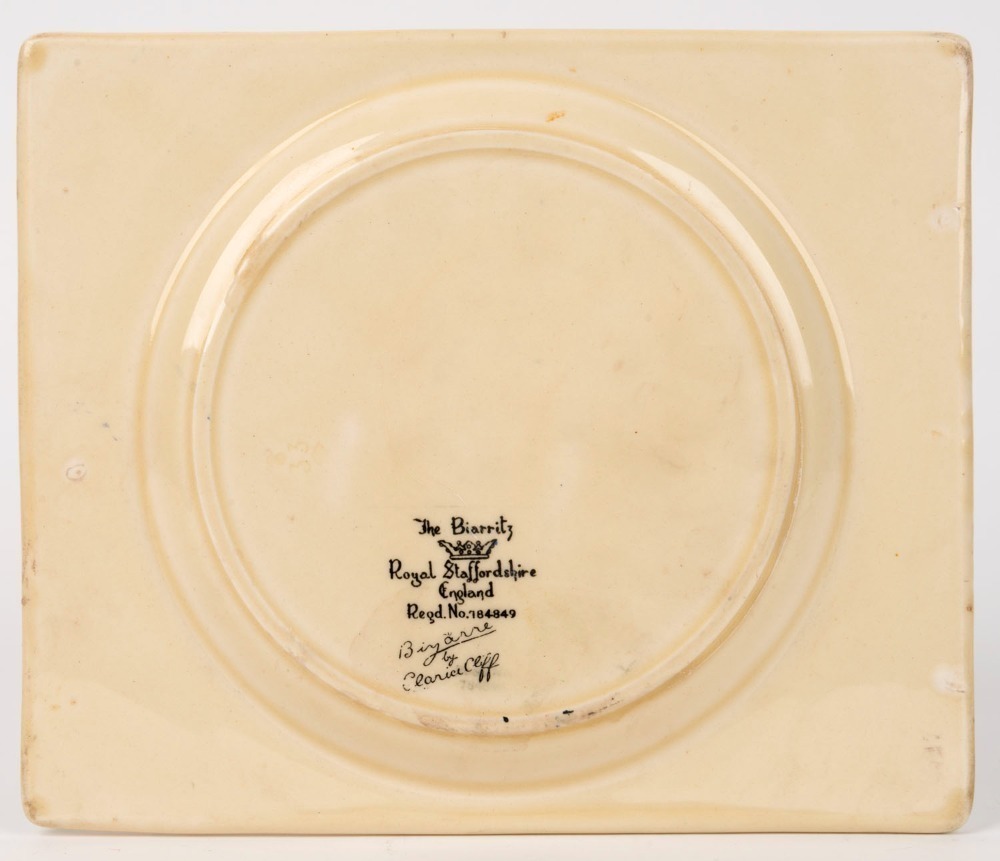 CLARICE CLIFF Blue Firs English porcelain plate, stamped Bizarre By ...