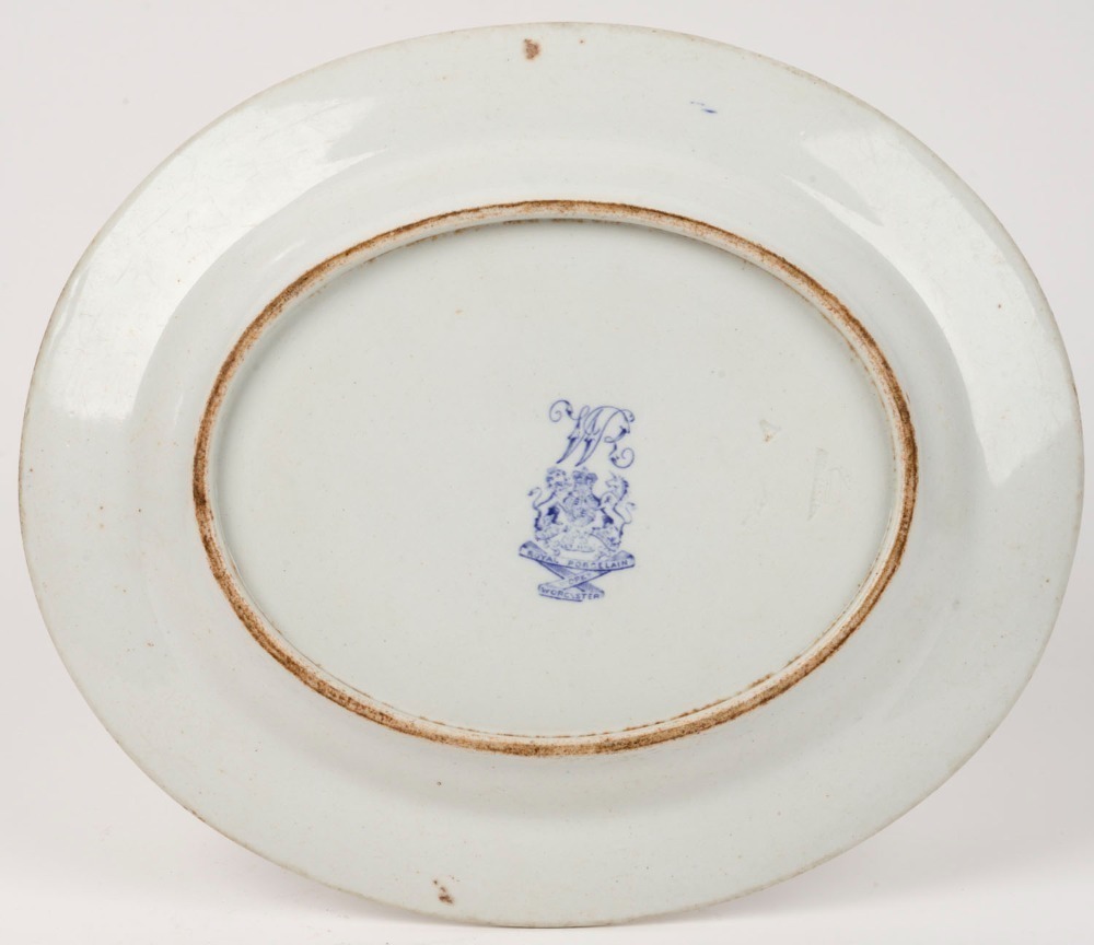 ROYAL WORCESTER antique porcelain serving dish with crown and wreath ...