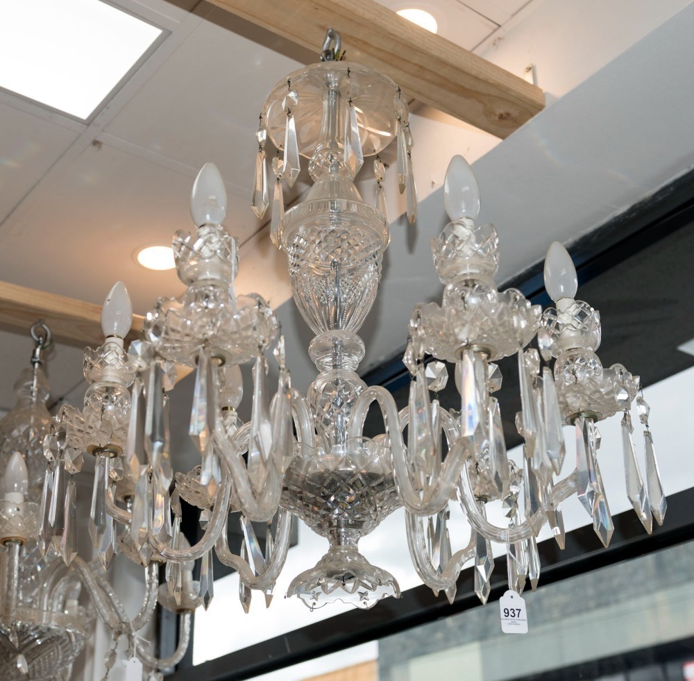 WATERFORD Irish crystal chandelier with six branches, 20th century,70cm ...