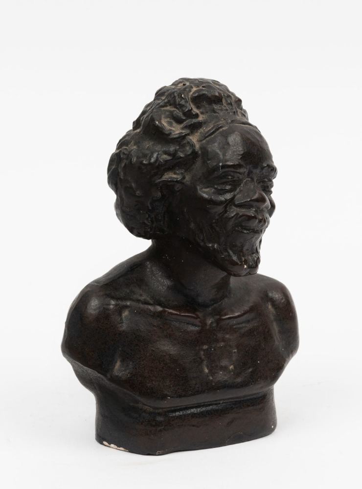 KERRYL Australian ceramic bust of an aboriginal man, incised Kerryl, C ...