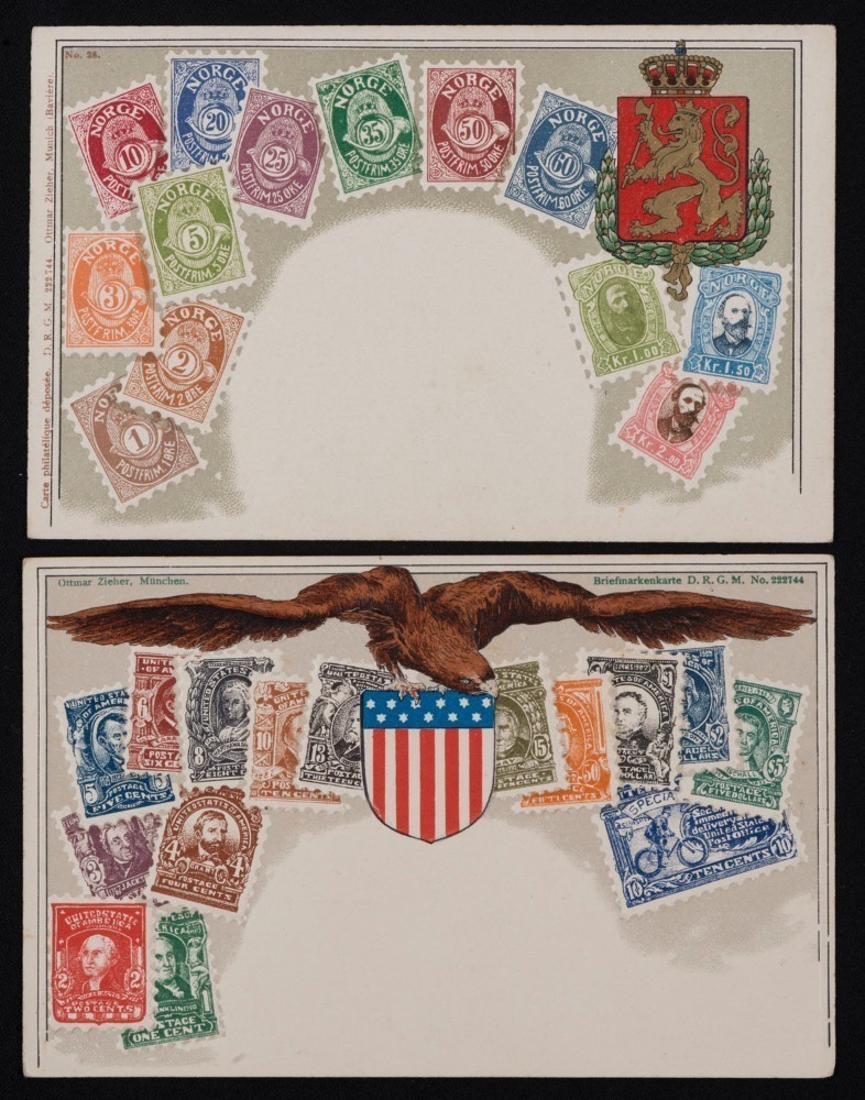 STAMPS ON CARDS: A collection of Zieher type embossed postcards and ...