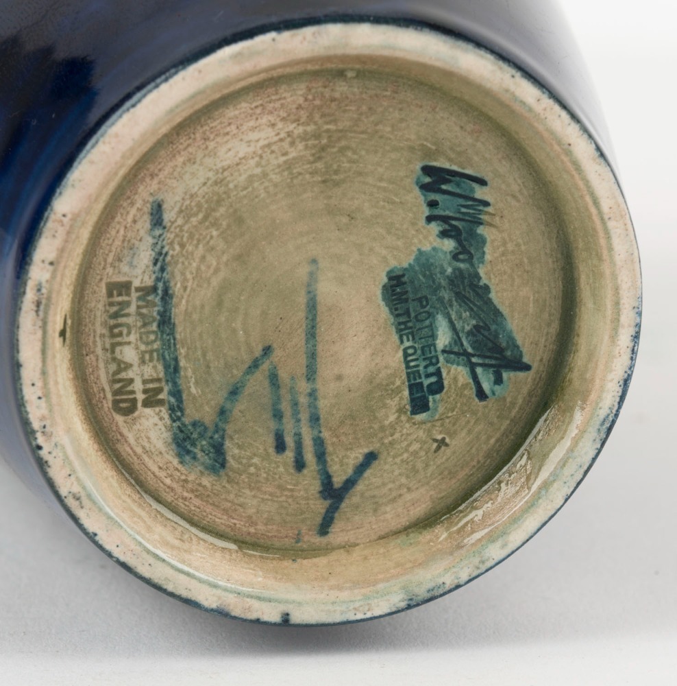 MOORCROFT Clematis English pottery vase on blue and celadon ground ...