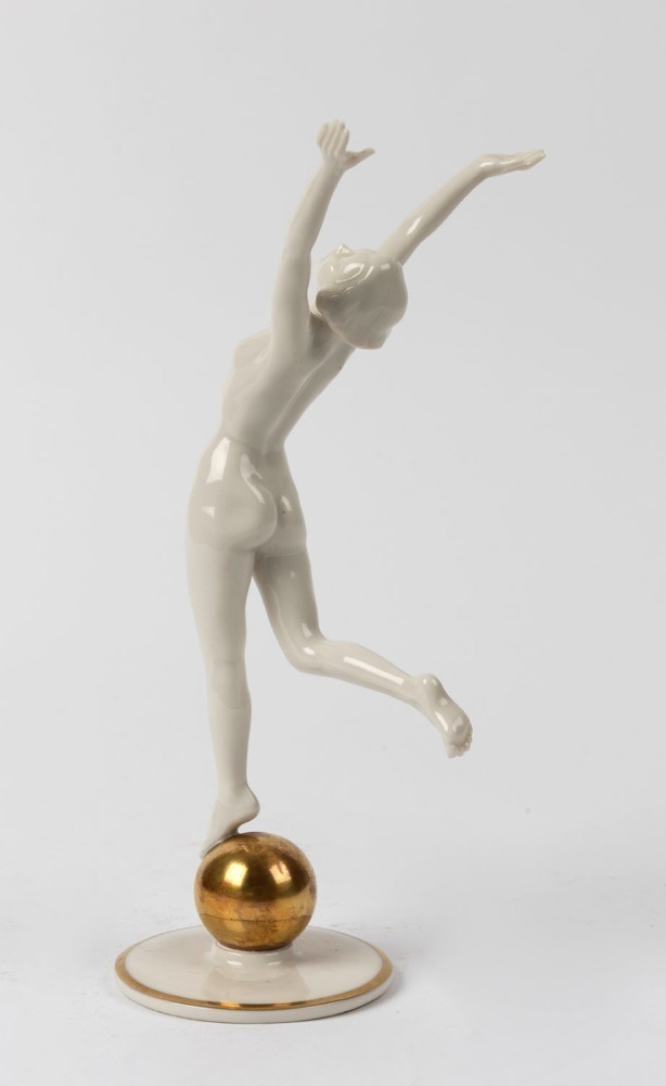 HUTSCHENREUTHER German Art Deco white porcelain statue of a lady ...