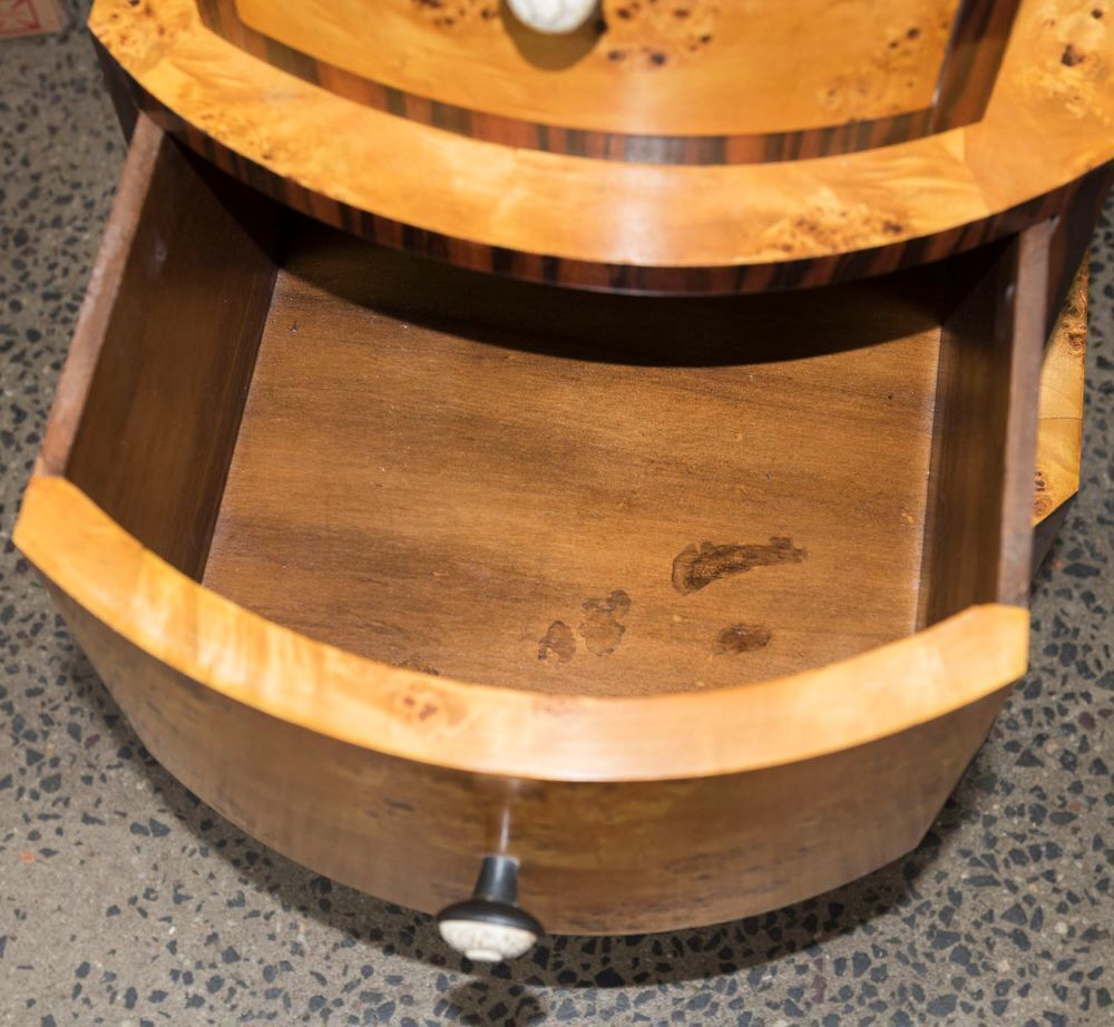 An Austrian Art Deco three drawer waterfall chest of drawers, Karelian ...