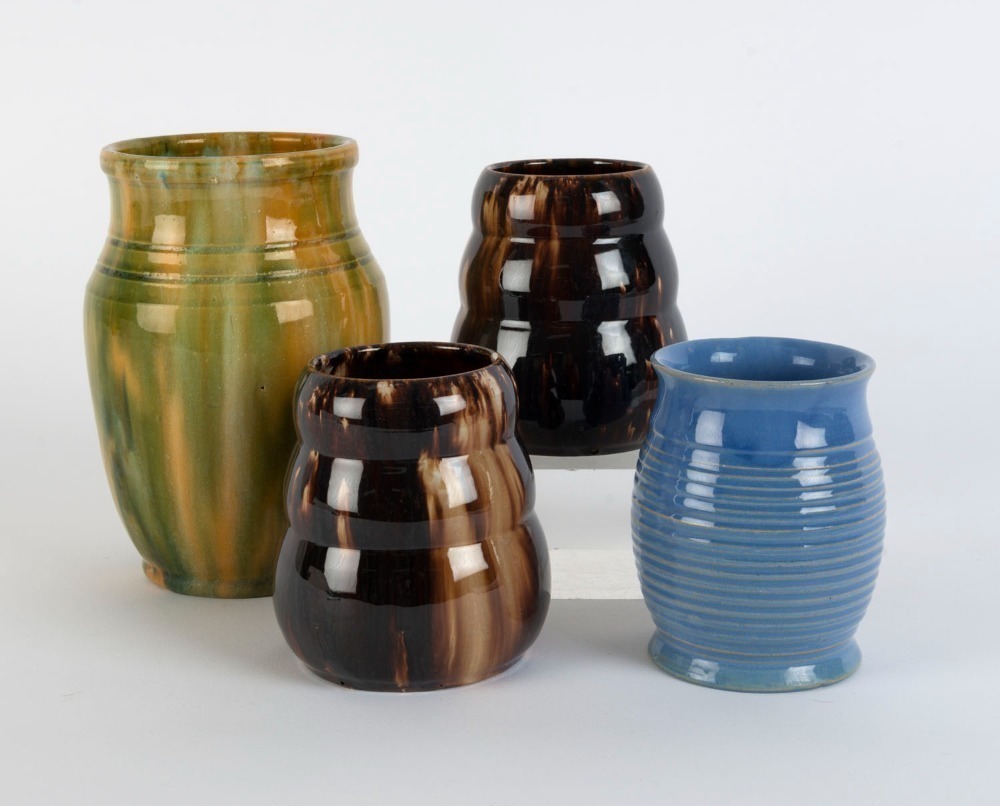 Four assorted Australian pottery vases, comprising a pair of brown ...