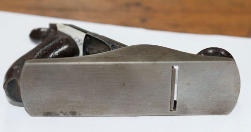 A rare Stanley No.1 hand plane, with rosewood handles, blade marked ...