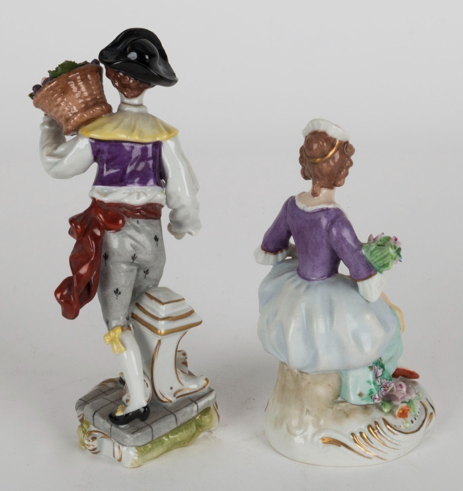 Two antique German porcelain statues, 19th century, 15cm and 12.5cm high