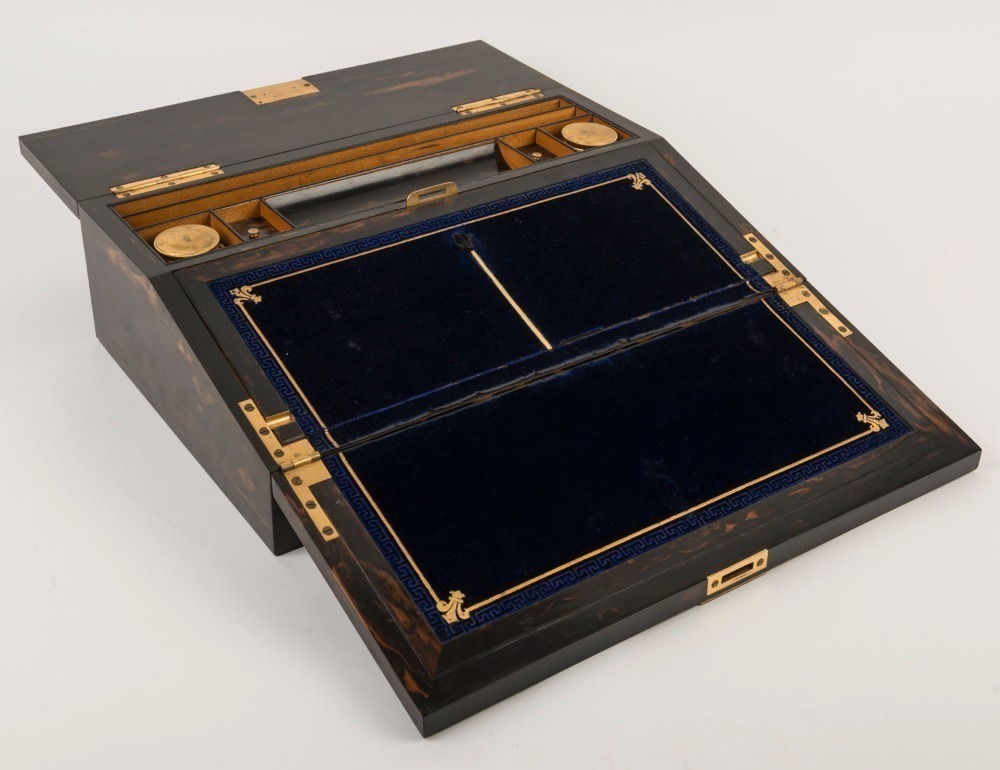 A stunning antique English coromandel writing box with beautifully ...