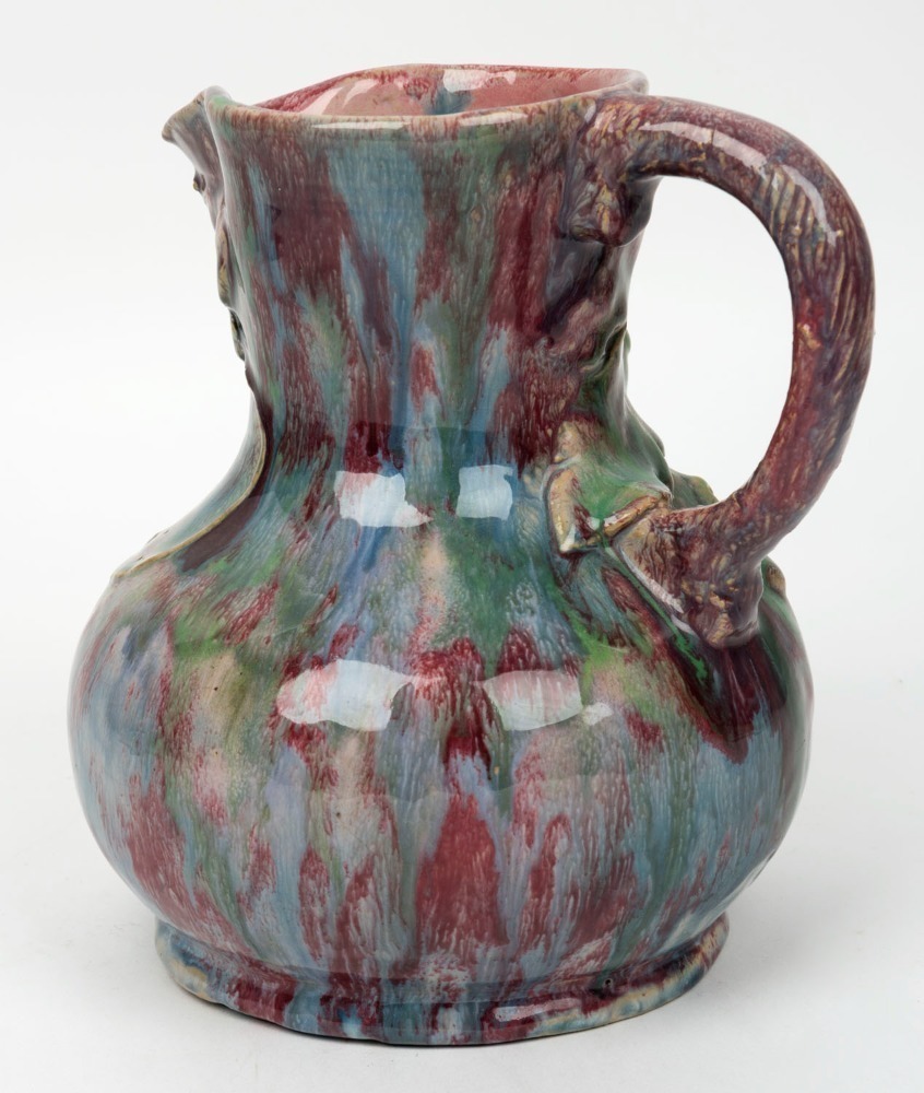 ALISON DAVIDSON hand-built pottery jug with applied grapes and leaves ...