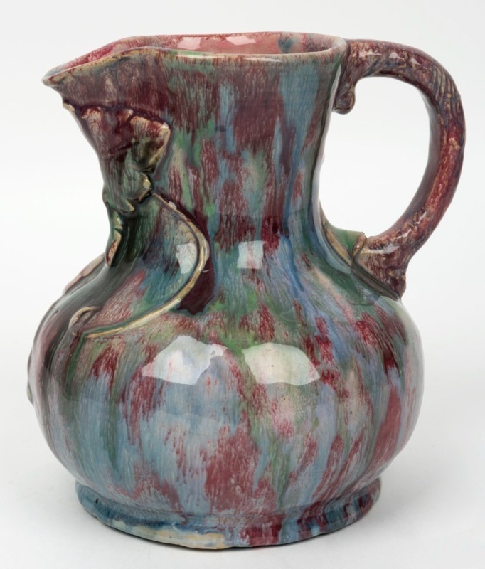 ALISON DAVIDSON hand-built pottery jug with applied grapes and leaves ...