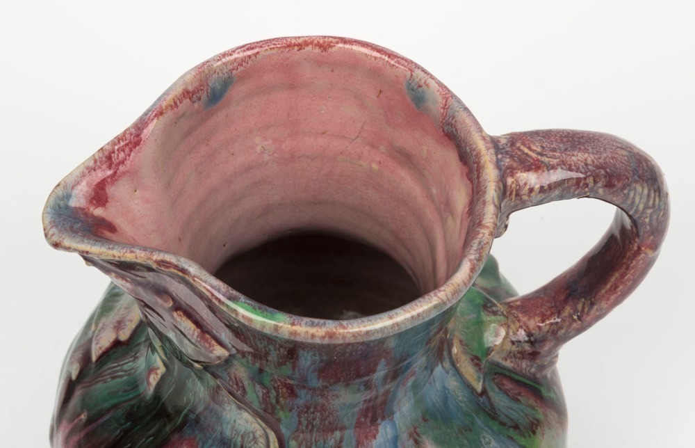 ALISON DAVIDSON hand-built pottery jug with applied grapes and leaves ...