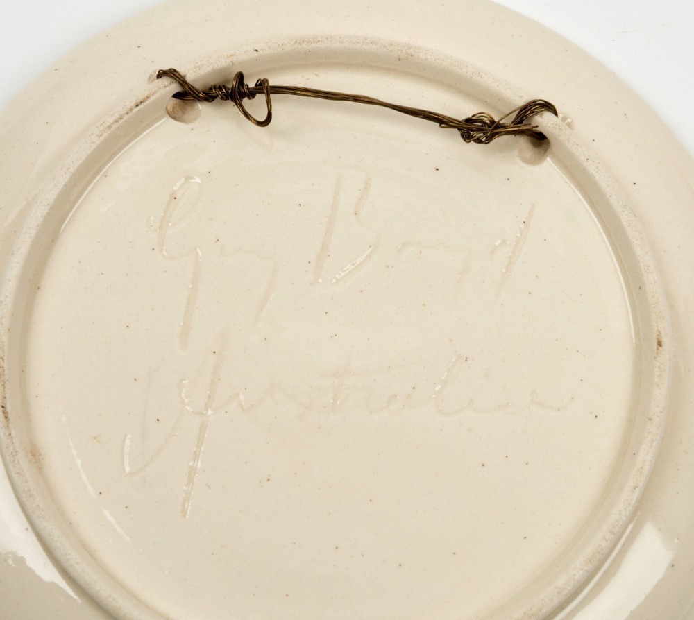 GUY BOYD two hand-painted pottery wall plaques with wildflower ...