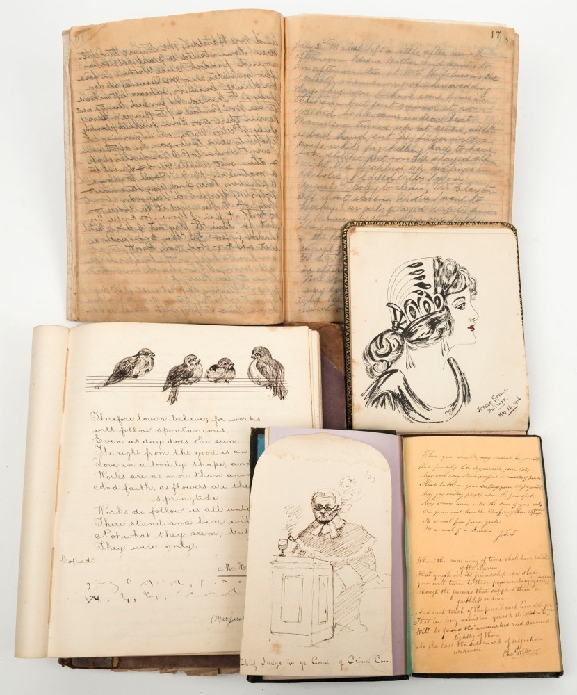 1880s-early 1900s: Various hand-written journals, an autograph book ...