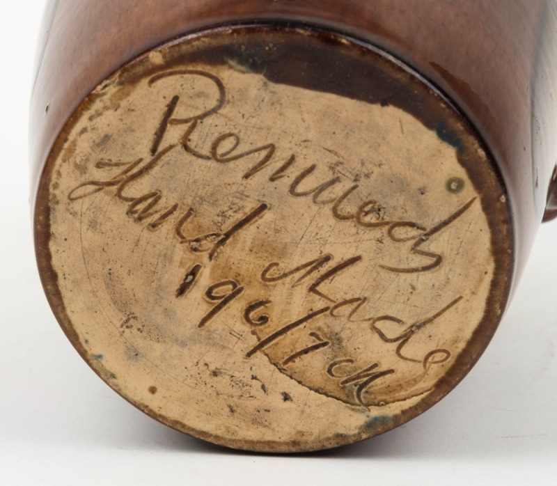 REMUED pottery vase with applied grapes and leaf, incised Remued, Hand ...