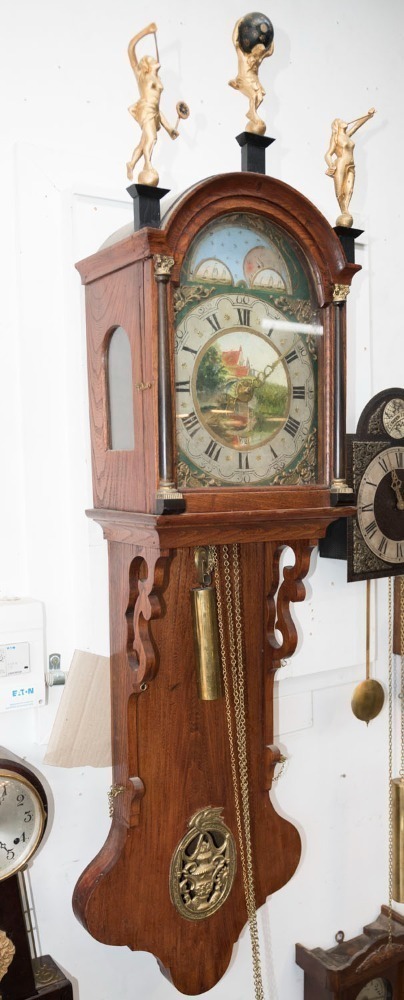 ZAANDAM antique Dutch wall clock with hand-painted dial and figural ...