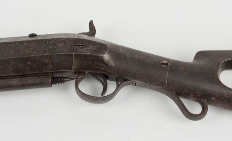A whaler's antique percussion cap bomb lance gun with skeletonised ...