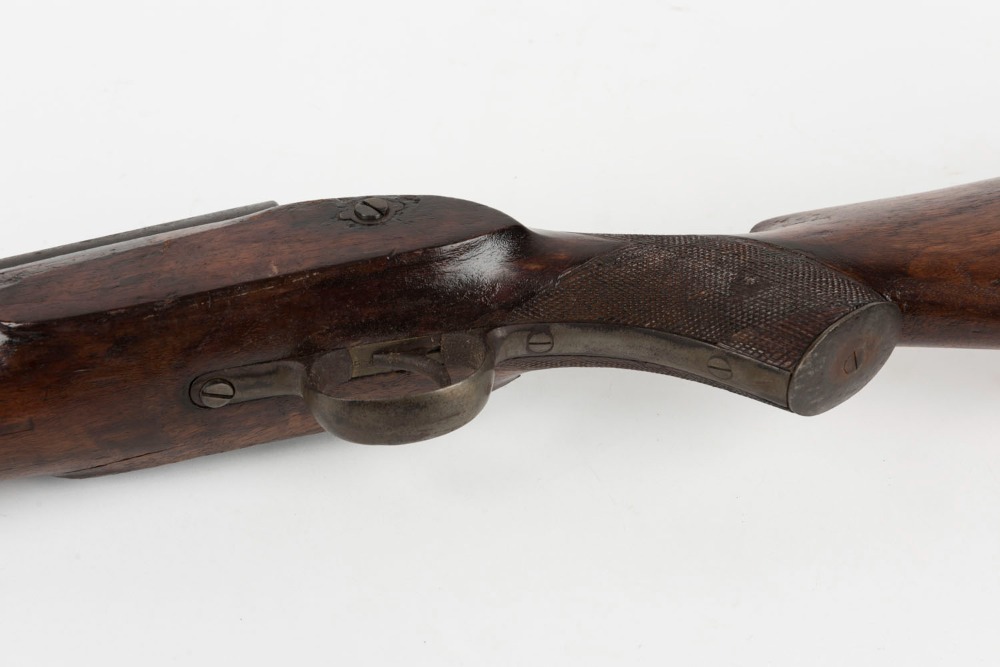 An antique percussion cap line-throwing gun with octagonal barrel, mid ...