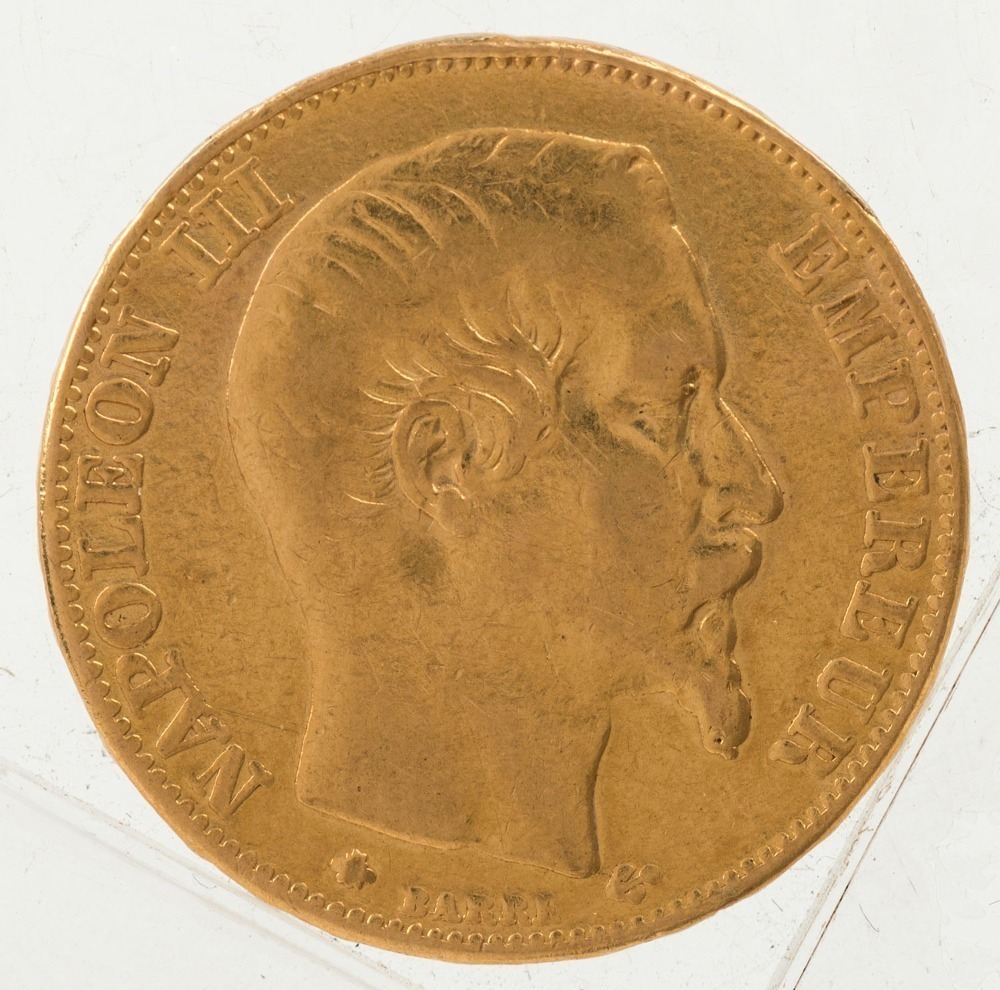 France - Coins: 20Fr Napoleon III, 1858 gold.