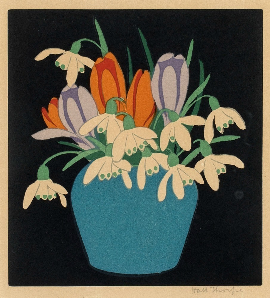 JOHN HALL THORPE (1874-1947), Crocus and Snowdrops, woodblock print ...