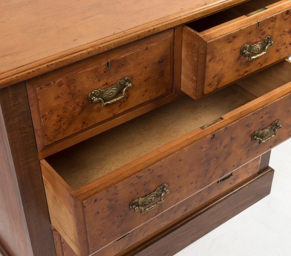 An antique Australian huon pine and blackwood four drawer chest with ...