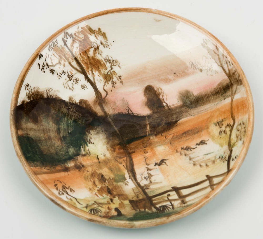 ARTHUR MERRIC BOYD and NEIL DOUGLAS pottery dish with hand-painted ...