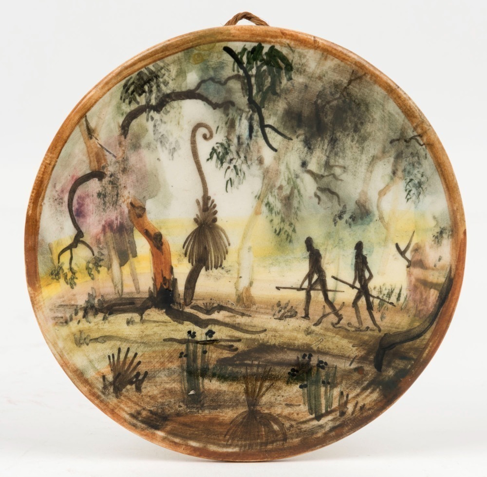 ARTHUR MERRIC BOYD and NEIL DOUGLAS pottery plaque with hand-painted ...
