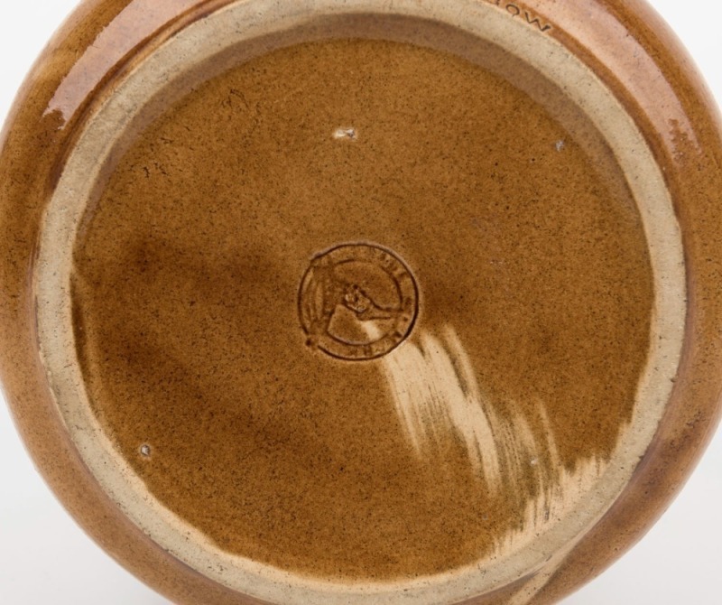 LITHGOW POTTERY brown glaze spittoon with shell decoration, 19th/20th ...