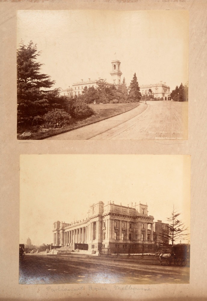 A modern album containing albumen prints of Melbourne, Madras, and Aden ...