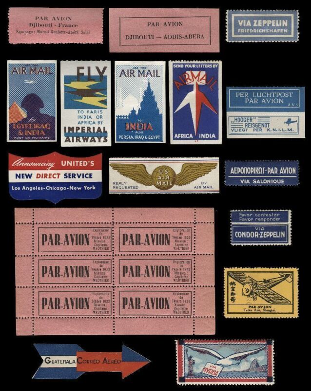 AIR MAIL LABELS, VIGNETTES and associated items: A wonderful world-wide ...