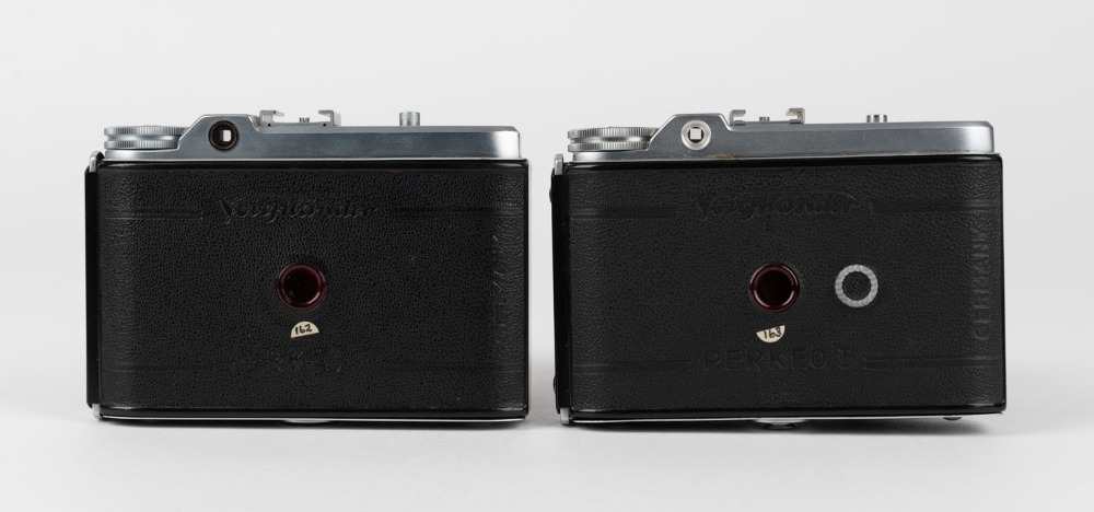 VOIGTLÄNDER: Two 1950 Perkeo I vertical-folding cameras - one with ...