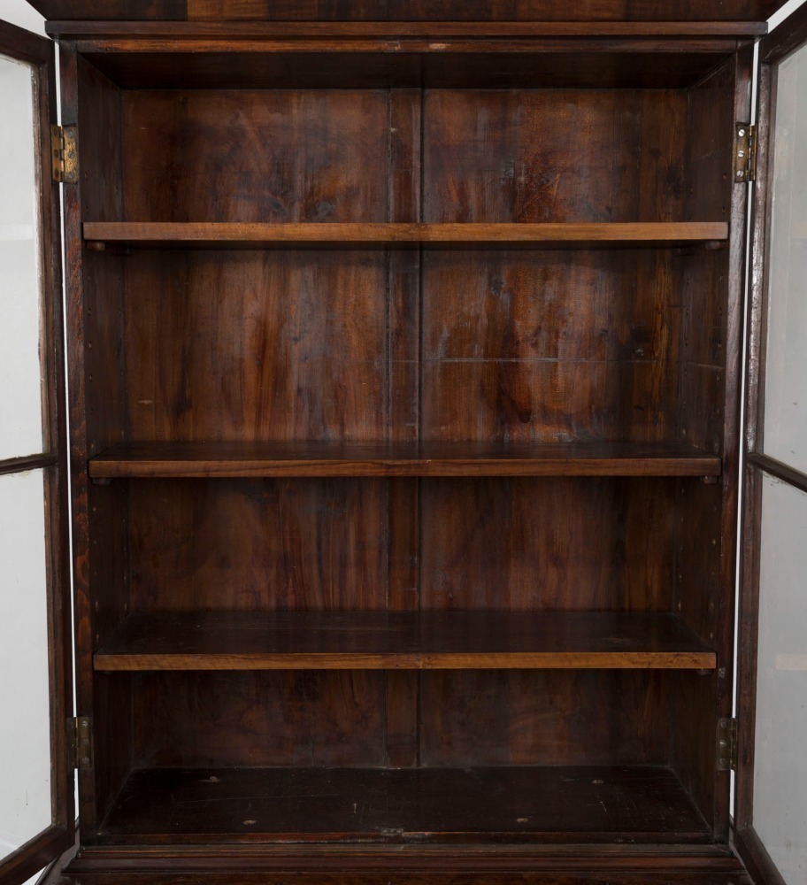 An antique English burr walnut bookcase of petite proportions 19th ...