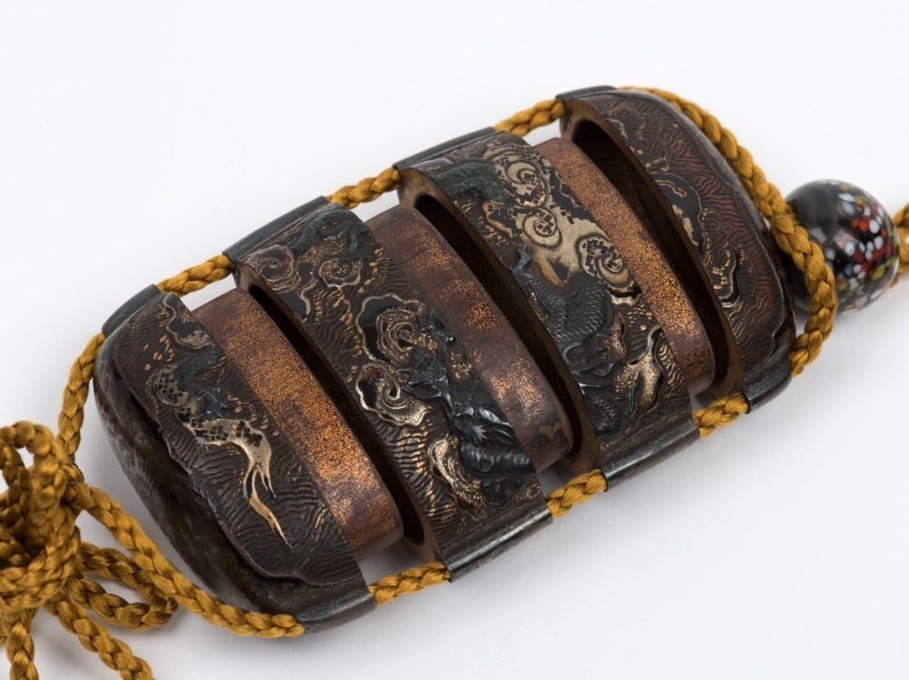 A fine antique Japanese Urushi gold leaf lacquered three case inro ...