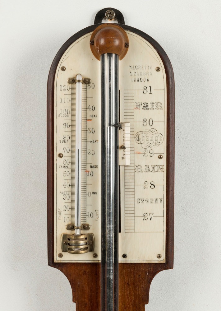 NEGRETTI & ZAMBRA antique English round topped stick barometer in ...