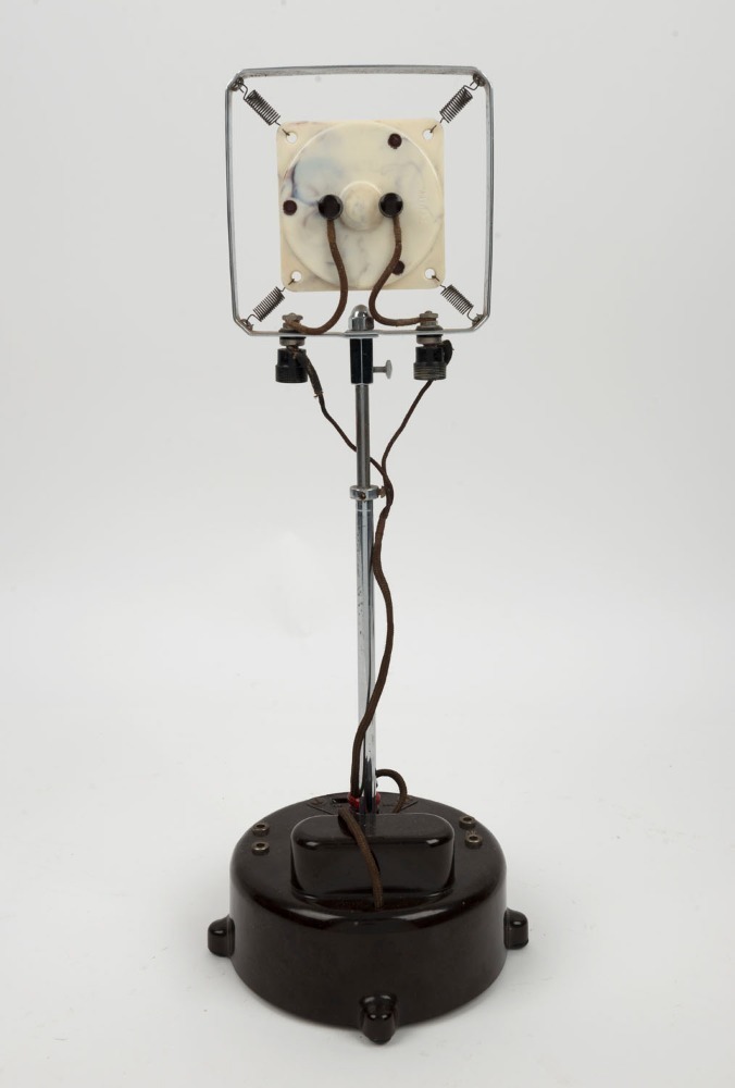 A vintage German microphone, bakelite and chrome, circa 1930s, 40cm high