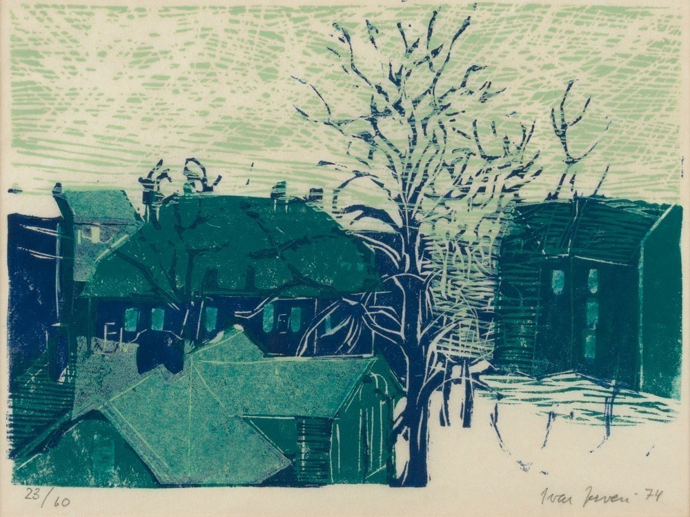 NORWEGIAN SCHOOL, group of three woodblock engravings of town scenes ...