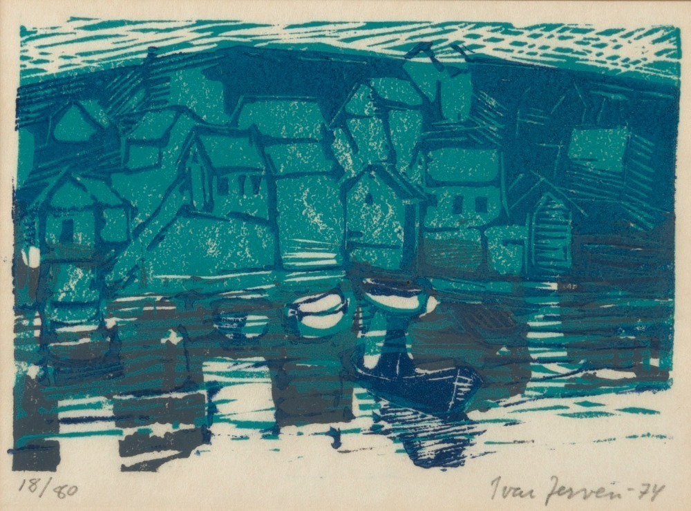 NORWEGIAN SCHOOL, group of three woodblock engravings of town scenes ...