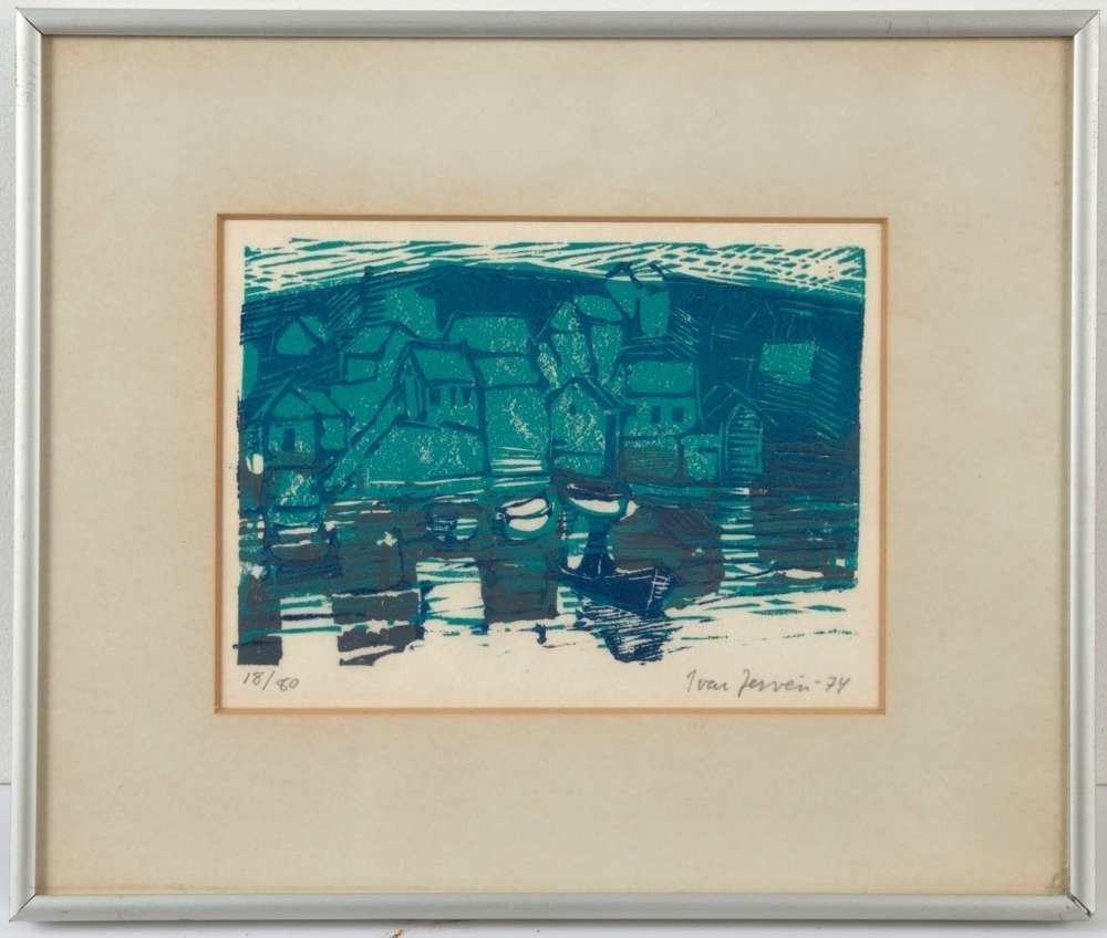 NORWEGIAN SCHOOL, group of three woodblock engravings of town scenes ...