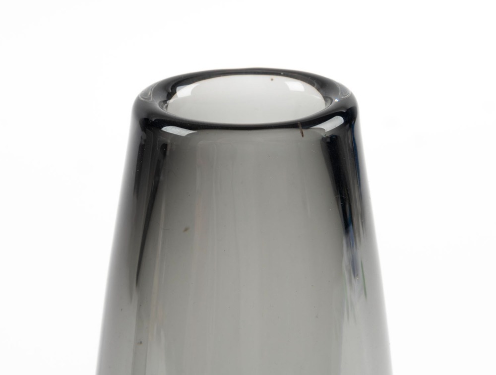 ORREFORS pair of Swedish grey sommerso vases, one of triangular form ...